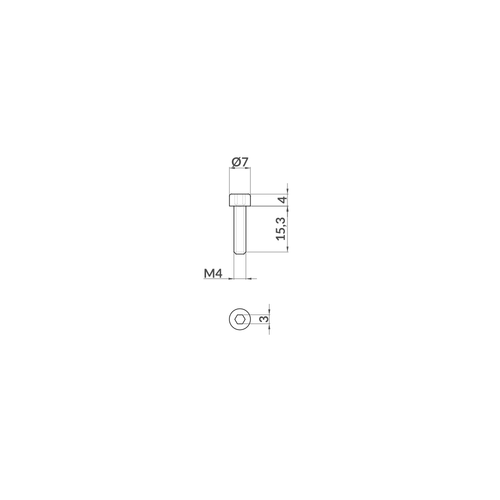 Parafuso Allen DIN 912 M4x16 aço zincado | Alu-Stock - Expertos en Aluminio